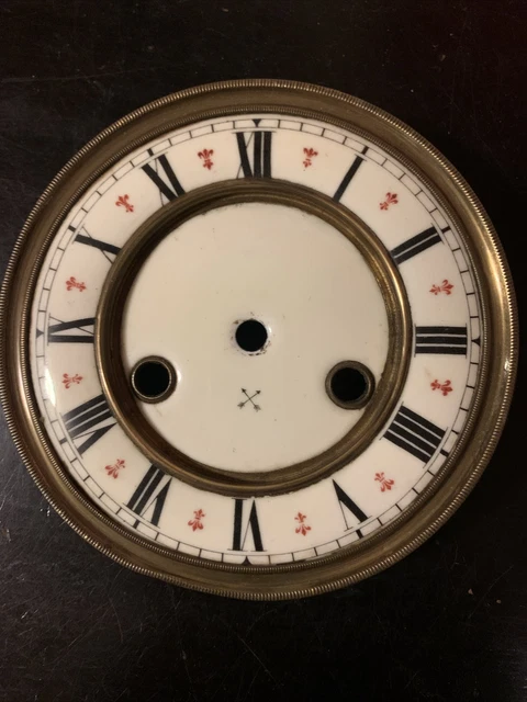 ANTIQUE CLOCK FACE dial Enamel & brass edged 6 In £25.00 - PicClick UK