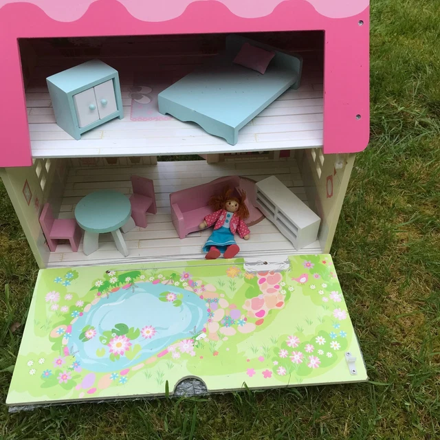 ELC WOODEN TOY Dolls House + Furniture and a Doll Figure £24.99 ...