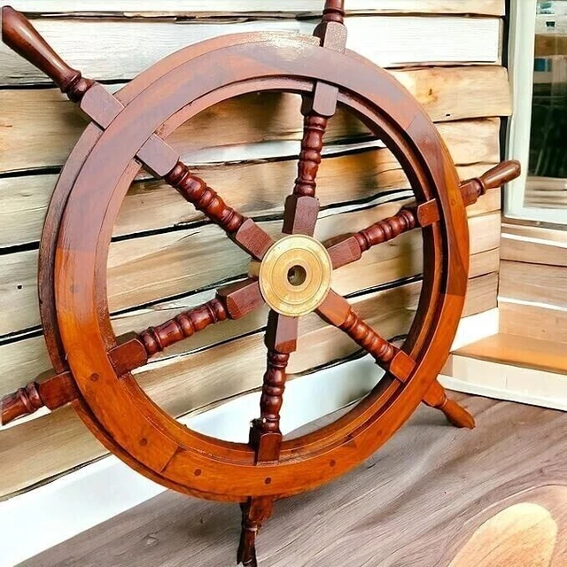 VOLANT DE NAVIRE bateau nautique en bois pour décoration intérieure 18... EUR 48,30 - PicClick FR