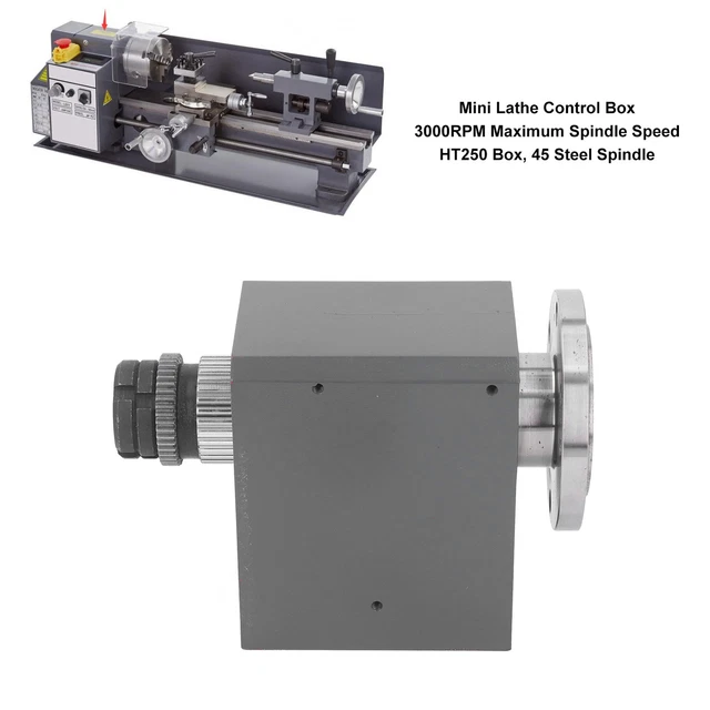 MINI LATHE CONTROL Box 3000RPM Spindle Bearing Synchronous Pulley Gear ...