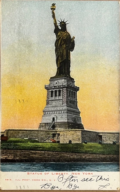 NEW YORK STATUE of Liberty Antique Color Lithograph Postcard Early ...