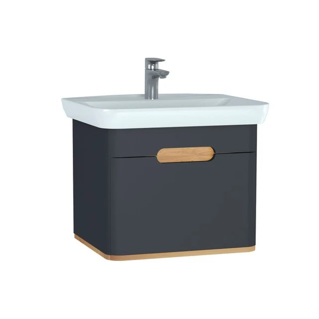 VITRA SENTO 1 Drawer Wall Hung Vanity Unit 80cm Led light Anthracite ...