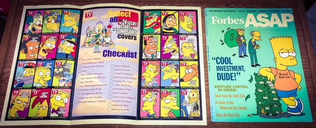 THE SIMPSONS TV Guide Checklist FORBES Magazine Cover 2000 Bart Simpson ...
