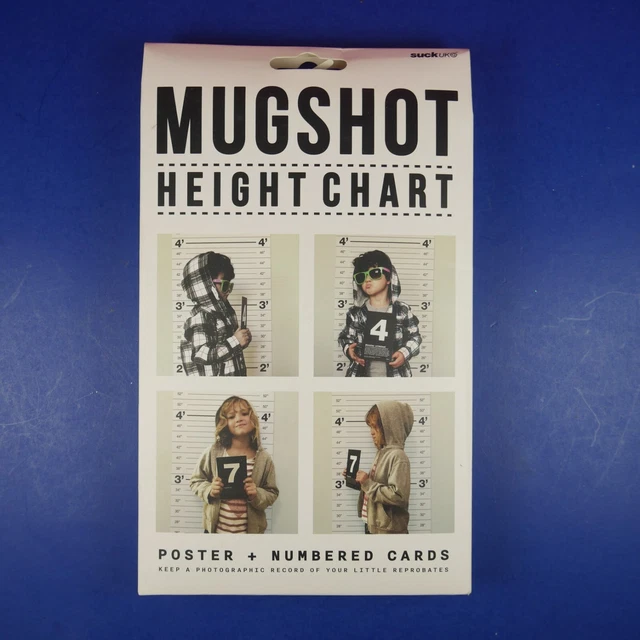 MUGSHOT HEIGHT CHART Poster Numbered Cards Growth Party Prop Funny ...