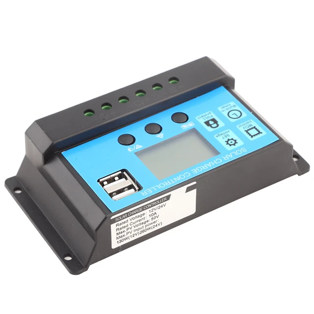 PWM 12V 24V Double USB Solar Panel Controller Regulator LCD Display 10A ...