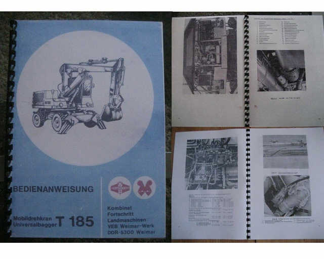 NVA BETRIEBSANLEITUNG BAGGER T 185 Fortschritt,T188,T174,Ifa W50,Weimar ...