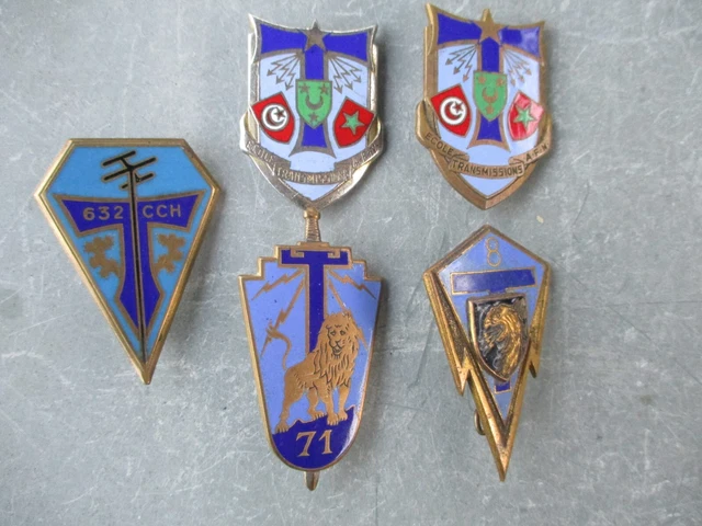 RARE LOT 5 insignes militaires Armée de terre thème Transmissions Génie ...