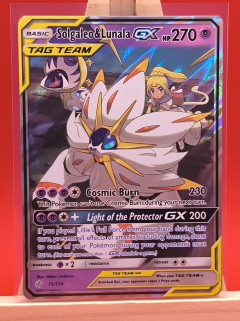 SOLGALEO & LUNALA GX TAG TEAM 75/236 Cosmic Eclipse Ultra Rare Pokemon ...