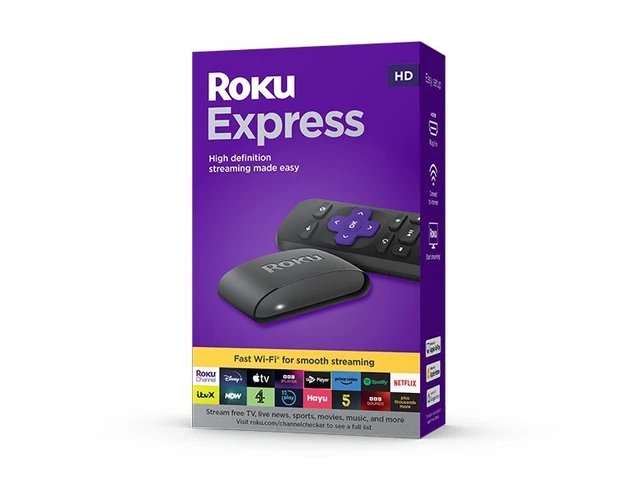 NEW ROKU EXPRESS HD Streaming Media Player With High Speed HDMI Cable ...
