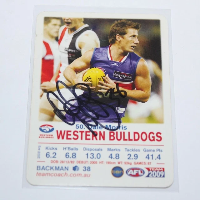 DALE MORRIS SIGNED AFL Trading Card No 50 Team Coach 2009 Western Bulldogs EUR 7,33 - PicClick FR