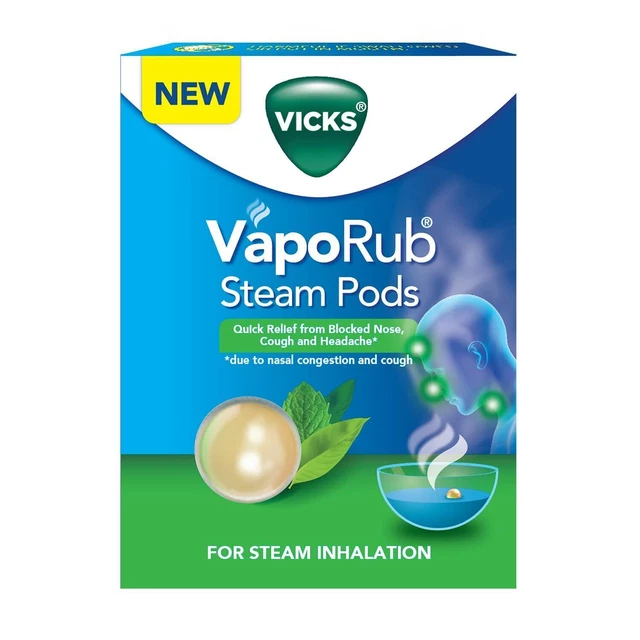 VICKS VAPORUB STEAMPODS pour inhalation de vapeur, soulagement rapide ...