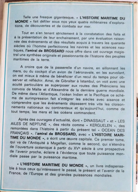 HISTOIRE MARITIME DU monde, 2 t, amiral de Brossard EUR 12,00 - PicClick FR