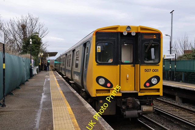 PHOTO RAILWAY 12X8 Class 507 EMU 507001 BR Blue waits at Wallasey ...