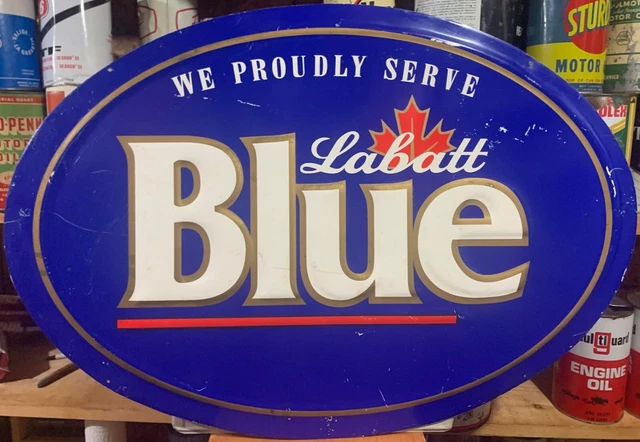 VINTAGE 1980'S LABATT BLUE BEER (25 3/4 X 18" IN.) SSA BAR SIGN $150.00 ...