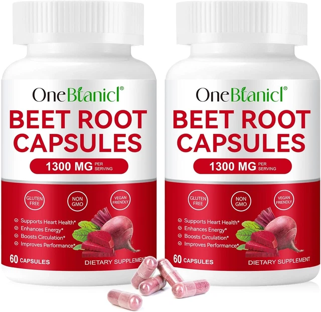 BEETROOT CAPSULES, 120 Capsules Beetroot Supplement 1300mg, Nitric ...