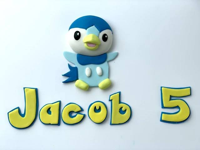 INSPIRED BY POKEMON 2D Piplup ,Name+Number Edible Cake Topper £19.99 ...