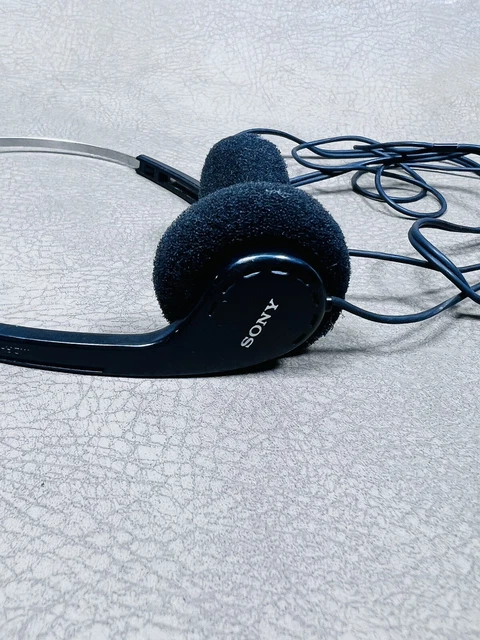 VINTAGE SONY WALKMAN Headphones Black Foam Adjustable Metal Headband ...