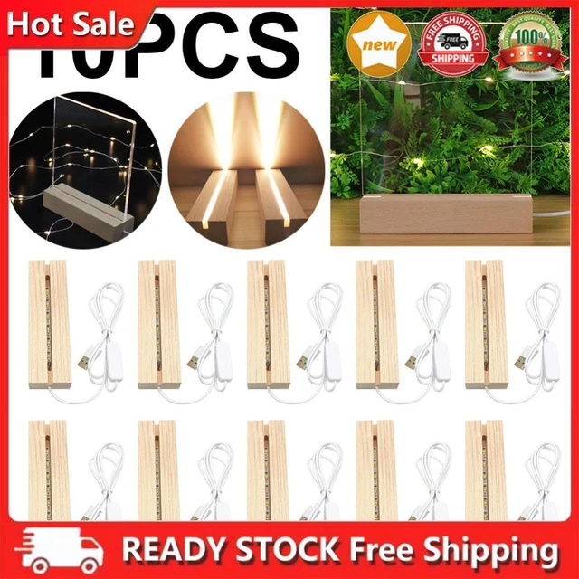 LED WOOD DISPLAY Base-Rectangle Crystal USB Lighted Stand for Resin Art UK £22.92 - PicClick UK