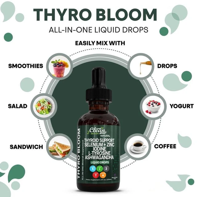 THYROID SUPPORT LIQUID DROPS 60ml ﻿w/ Iodine+ZINC+SELENIUM+ASHWAGANDHA ...