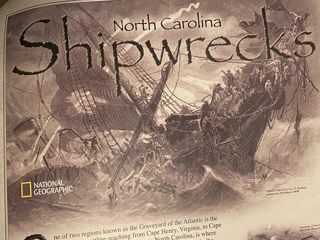 Shipwrecks Of The Outer Banks Map For Sale Picclick Uk