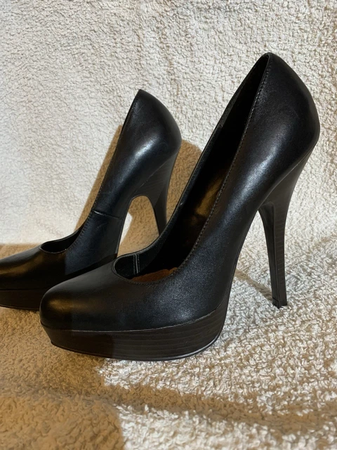 NEW LOOK PLATFORM Stiletto Heels Uk5 Eu38 Black Leather. Fetish? £16.13 ...