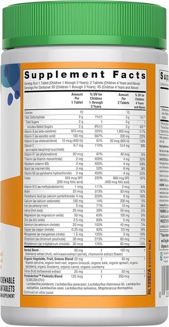 RAINBOW LIGHT, KID'S One Multivitamin, Ages 1 & Above, Fruit Punch, 90 ...