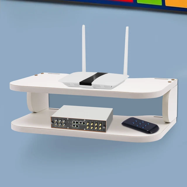 WHITE FLOATING ROUTER Shelf Wall Mounted Set-top Box TV Components ...