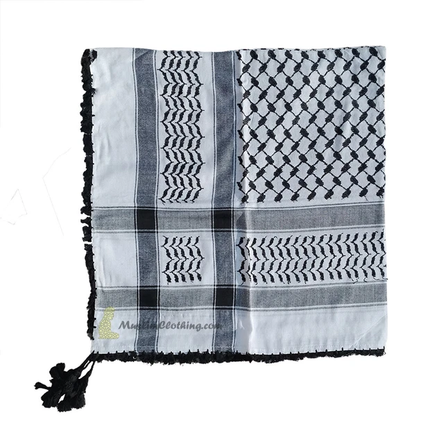 BLACK WHITE PALESTINIAN Kufiya | Islamic Palestine Arafat Shawl Scarf ...