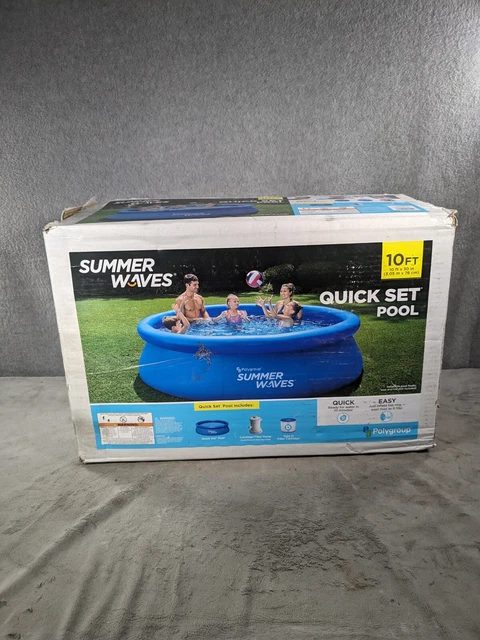SUMMER WAVES 10'X30& Quick Set Inflatable Above Ground Pool w/ Filter ...