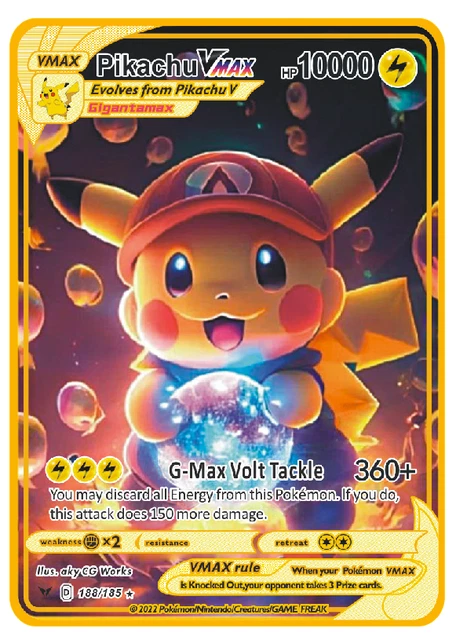 POKEMON MARIO PIKACHU METAL COLLECTABLE CARDS 10000HP VMAX FunArt EUR 5 ...