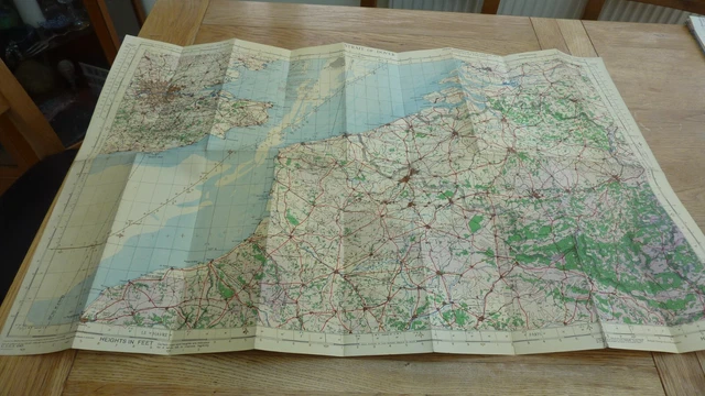 WW2 ORIGINAL 1943 Raf War Map Strait Of Dover France & Belgium F/O ...