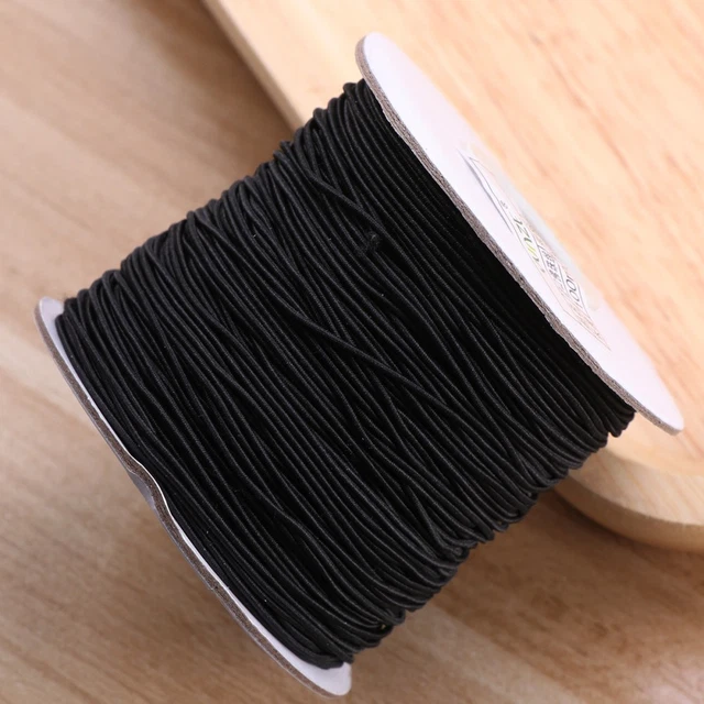 100 METER BLACK Elastic Cord Stretch String for DIY Bracelet Making 1mm ...