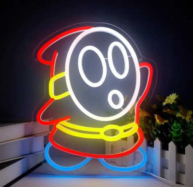 SHY GUY SUPER Mario LED Neon Sign Light Wall Decor Lamp Dimmable USB ...