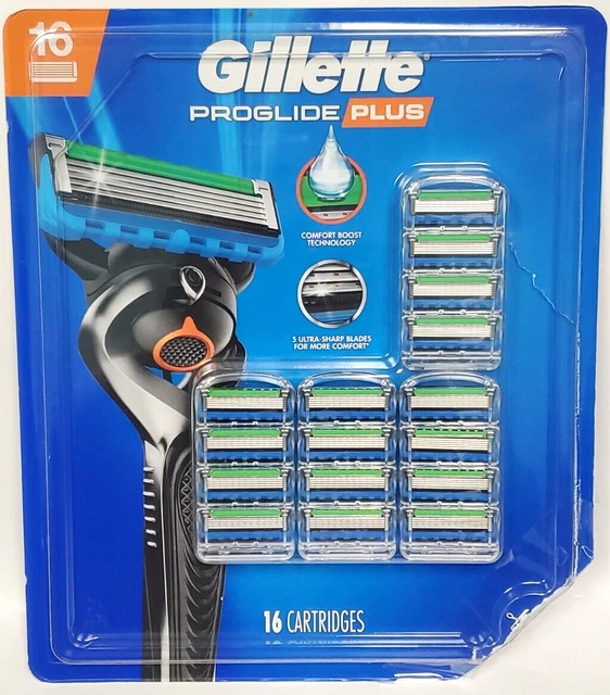16 GILLETTE PROGLIDE Plus Men 5-Blade Razor Cartridges Fits All Fusion5 ...
