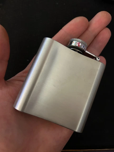 A34 BAT ENGLISH Pewter on a compact 3oz Stainless Steel Hip Flask ...