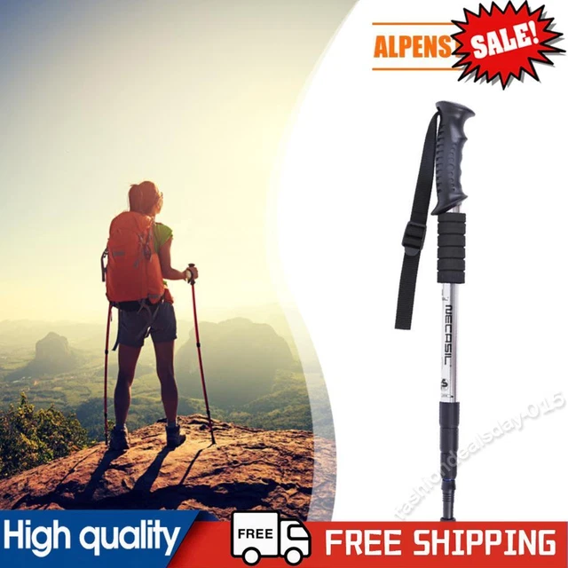 TREKKING POLE 4 Sections Aluminum Telescopic Hiking Walking Cane ...