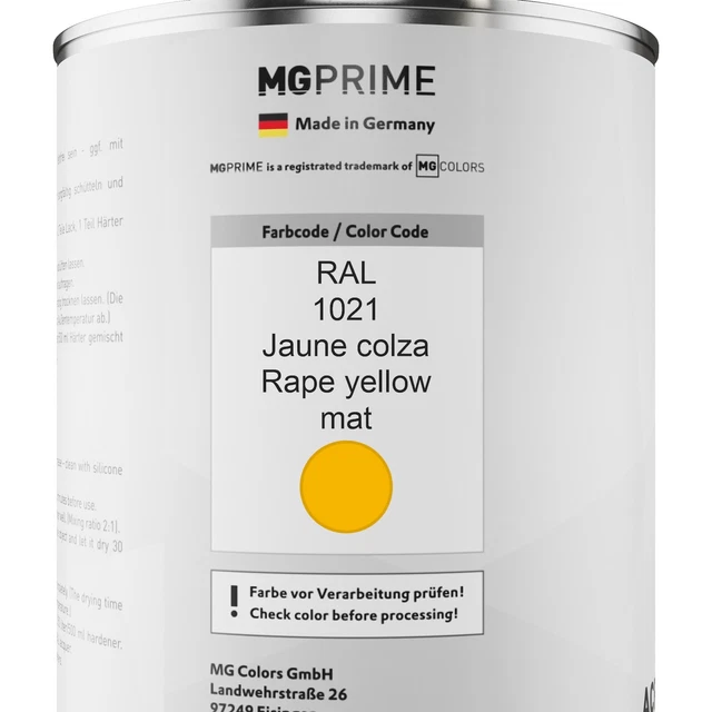 RAL 1021 JAUNE colza Rape yellow mat peinture acrylique 1,5L durcisseur ...
