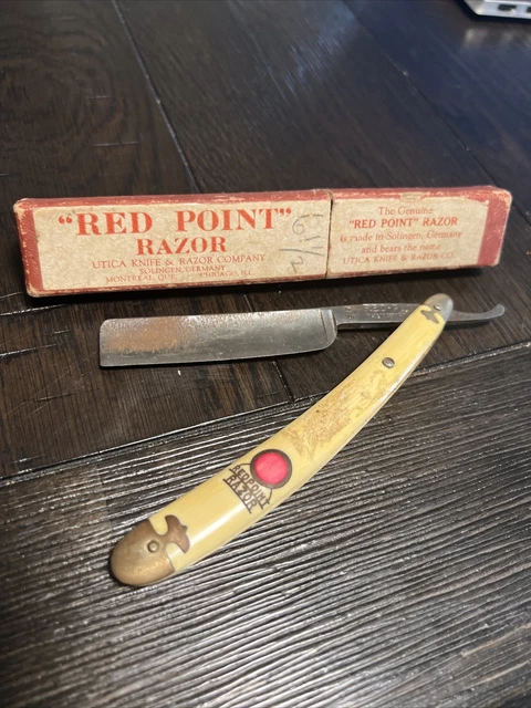 VINTAGE RED POINT Solingen- Germany Straight Razor No. 917 With Box ...
