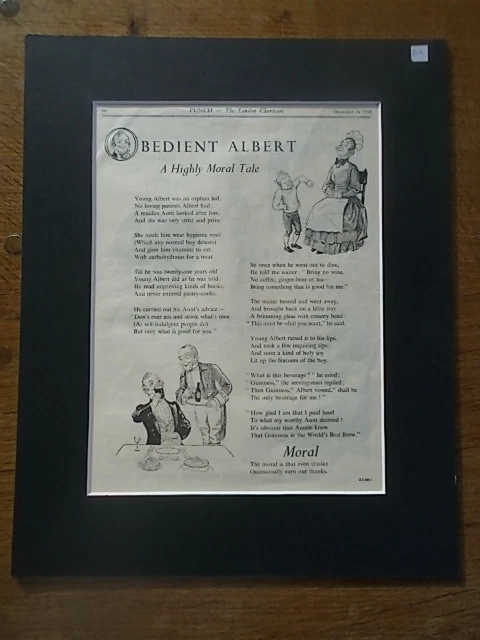 VINTAGE 1938 GUINNESS ALBERT POEM Punch Charivari Magazine ...
