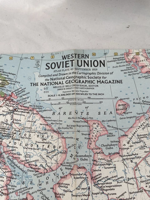 VINTAGE NATIONAL GEOGRAPHIC Map Western Soviet Union September 1959 £4. ...