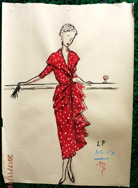 MODE - Esquisse De Robe Originale Par Couturier L.p - . Aquarelle ...