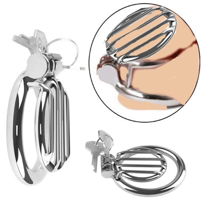 STAINLESS STEEL MALE Chastity Device Small Double Rings Lock Male ...