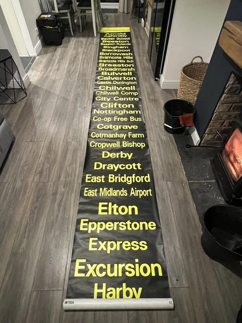 COMPLETE NOTTINGHAM BUS Coach Tram Train Destination Blind 63cm x 12.3m ...