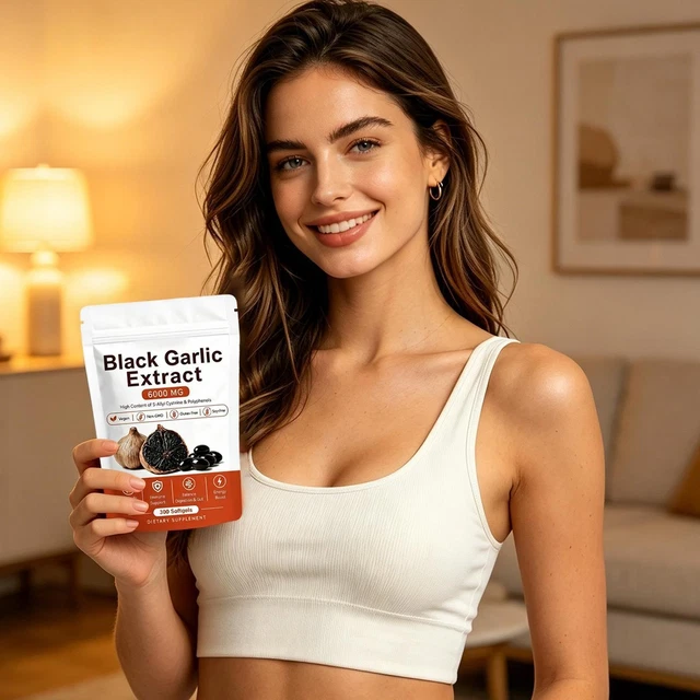 AGED BLACK GARLIC Extract 6000mg 300 Softgels Odorless Heart&Immune ...