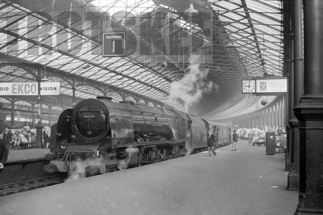 LARGER NEGATIVE BR British Railways Steam Loco 46234 Euston Coronation ...