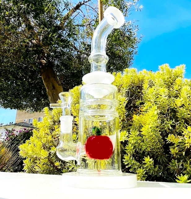 11.5& WHITE BOTTLE Apple Perc Glass Bong Tobacco Smoking Water Pipe THB ...