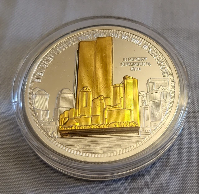 9/11 GOLD SILVER Coin 3D Stand Up Twin Towers New York City United ...