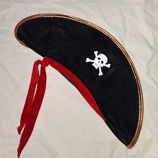 PIRATE HAT COSTUME Tricorne Skull & Crossbones Halloween Dress Up Prop ...