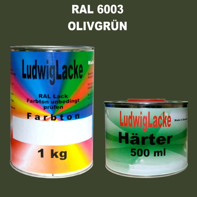 RAL 6003 VERT Olive Peinture Acrylique 1,5 KG Ensemble Brillant Avec ...