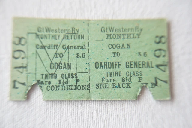 GWR CARDIFF GENERAL to Cogan Railway Train Ticket £4.99 - PicClick UK